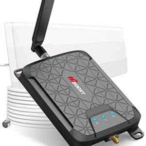 HiBoost Mini Cell Signal Booster for Verizon, AT&T, T-Mobile| Up to 1500 Sq Ft/One Room| High Power Outdoor Receiving Antenna| 5G/4G/3G LTE| Band 5, 12/17, 13|App Service + Install| FCC Approved