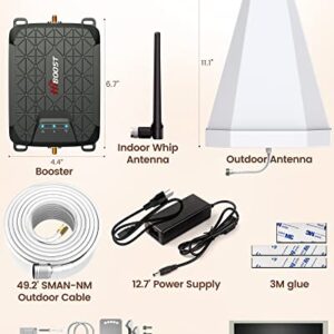 HiBoost Mini Cell Signal Booster for Verizon, AT&T, T-Mobile| Up to 1500 Sq Ft/One Room| High Power Outdoor Receiving Antenna| 5G/4G/3G LTE| Band 5, 12/17, 13|App Service + Install| FCC Approved