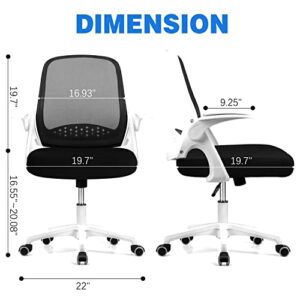 Devoko Office Chair Mesh Desk Chair Ergonomic Office Chair with Lumbar Support Swivel Computer Task Chair with Flip-up Arms Adjustable Height (White)