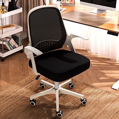 Devoko Office Chair Mesh Desk Chair Ergonomic Office Chair with Lumbar Support Swivel Computer Task Chair with Flip-up Arms Adjustable Height (White)