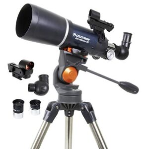 Celestron - AstroMaster 80AZS Refractor Telescope - Fully-Coated Glass Optics - Adjustable-Height Tripod - Bonus Astronomy Software Package & AstroMaster Telescope Accessory Kit