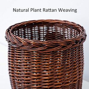 DTSE9 Garbage can for Bedroom Handmade Rattan Wicker Trash Can Without Lid,with Removable Plastic Inner Bucket,Waste Paper Basket,for Kitchen,Bathroom,Balcony,Home Indoor Trash Can