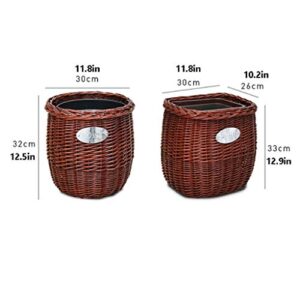 DTSE9 Garbage can for Bedroom Handmade Rattan Wicker Trash Can Without Lid,with Removable Plastic Inner Bucket,Waste Paper Basket,for Kitchen,Bathroom,Balcony,Home Indoor Trash Can