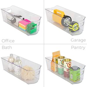 Smart Design Stackable Refrigerator Organizer Bins for Fridge Storage – Clear, 6 x 16 in., Set of 8 – Fridge Organization and Storage Bins with Handles for Easy Living – BPA-Free Plastic