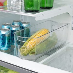 Smart Design Stackable Refrigerator Organizer Bins for Fridge Storage – Clear, 6 x 16 in., Set of 8 – Fridge Organization and Storage Bins with Handles for Easy Living – BPA-Free Plastic