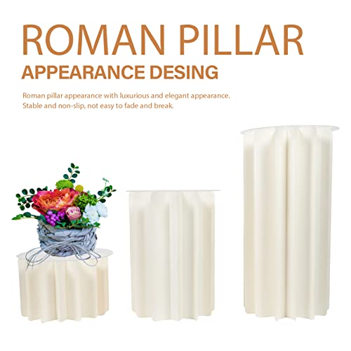 Cabilock Home Decor 1 Set Roman Pillar Statues Greek Columns Figurine Modern Style Folding Paper Pillar Wedding Road with Acrylic Lids for Home Garden Wedding Table Decoration White Office Decor