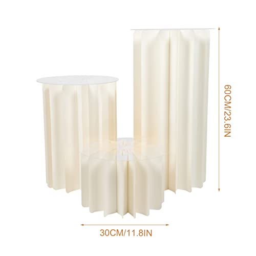 Cabilock Home Decor 1 Set Roman Pillar Statues Greek Columns Figurine Modern Style Folding Paper Pillar Wedding Road with Acrylic Lids for Home Garden Wedding Table Decoration White Office Decor