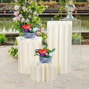 Cabilock Home Decor 1 Set Roman Pillar Statues Greek Columns Figurine Modern Style Folding Paper Pillar Wedding Road with Acrylic Lids for Home Garden Wedding Table Decoration White Office Decor