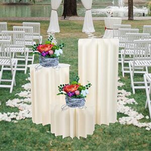 Cabilock Home Decor 1 Set Roman Pillar Statues Greek Columns Figurine Modern Style Folding Paper Pillar Wedding Road with Acrylic Lids for Home Garden Wedding Table Decoration White Office Decor