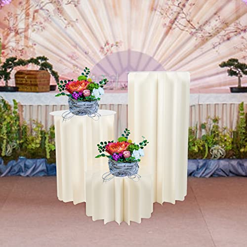 Cabilock Home Decor 1 Set Roman Pillar Statues Greek Columns Figurine Modern Style Folding Paper Pillar Wedding Road with Acrylic Lids for Home Garden Wedding Table Decoration White Office Decor