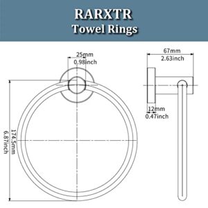 RARXTR Matte Black Hand Towel Holder for Bathroom Kitchen Towel Ring Modern Rounded Base Wall Mount SUS304 Stainless Steel