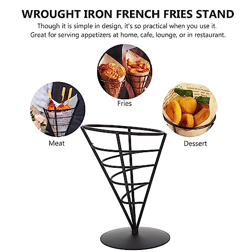 Angoily French Fry Holder Cone French Fries Stand Cone Basket Stainless Steel Spiral Cone Display Appetizer Serving Rack for Restaurant