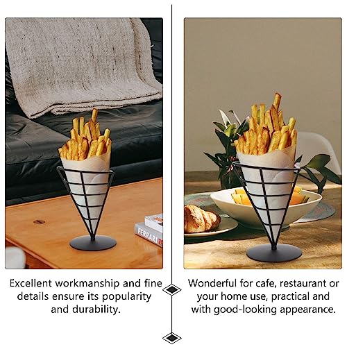 Angoily French Fry Holder Cone French Fries Stand Cone Basket Stainless Steel Spiral Cone Display Appetizer Serving Rack for Restaurant