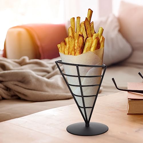 Angoily French Fry Holder Cone French Fries Stand Cone Basket Stainless Steel Spiral Cone Display Appetizer Serving Rack for Restaurant