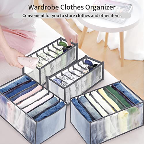 Wardrobe Clothes Organizer for Folded Clothes, Upgrade Mesh Clothes Storage Organizer, Storage Containers for Clothes Jeans Skirts, T-Shirt Underwear Bra Sock Organizer (4pcs, 2 Large and 2 Small)