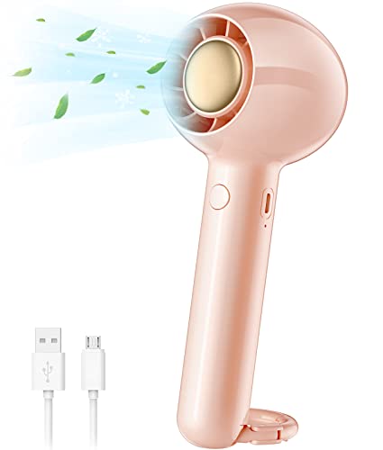 Cousper Handheld Portable Mini Fan with USB Rechargeable, 2 Speed Adjustable Strong Wind Cooling Fan, Lightweight and Powerful Makeup Personal Pocket Fan for Travel Office Home Indoor Outdoor Pink