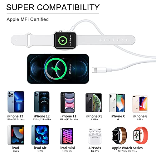 [Apple MFi Certified] for Apple Watch Charger Magnetic Charging Cable 4.9 ft/1.5m, 2 in 1 iPhone Watch Charger for Apple Watch Series SE/8/7/6/5/4/3/2/1 iPhone 14/13/12/11 Pro/Pro Max/XS Max/XS/XR