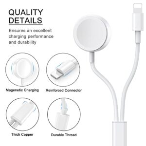 [Apple MFi Certified] for Apple Watch Charger Magnetic Charging Cable 4.9 ft/1.5m, 2 in 1 iPhone Watch Charger for Apple Watch Series SE/8/7/6/5/4/3/2/1 iPhone 14/13/12/11 Pro/Pro Max/XS Max/XS/XR