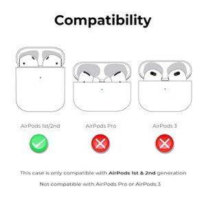 Mouzor for New Upgraded Airpods Case, Airpods 2 Case, Premium Soft Silicone One Piece Design Full Body Protective Case Cover Skin with Carabiner for Airpods 1st/ 2nd Generation, Black