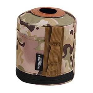 gzyf portable gas tank protective case fuel cylinder canister storage cover for traveling accessories hiking cooking supplies bbq, light camouflage l