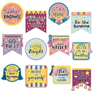 48 pcs boho positive sayings accents rainbow theme bulletin board for classroom inspirational quote motivational positive sayings cutouts for rainbow classroom decor