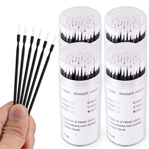 400 pcs disposable dental micro applicators fluoride applicator with dispenser, black bendable applicator brush microbrush applicator tips dental