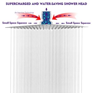 Welan Rain Shower Head, High Pressure Shower Head, 10 Inch Stainless Steel Square Showerhead, Adjustable Angles, Anti-Clogging Silicone Nozzle