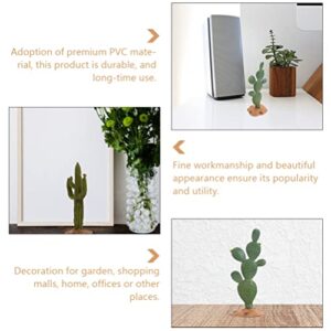 Fake Cactus Figurine Artificial Succulent: 2Pcs Silk Cactus Statues Reptile Plant Accessories for Fairy Garden Aquarium Terrarium Decoration