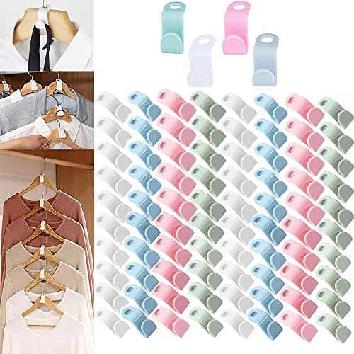 Woonsoon Clothes Hanger Connector Hooks, 80PCS Sturdy Mini Cascading Thickened 20lbs Space Saving Closet Organizer, Extender Clips, 4-Color Connection Hooks for