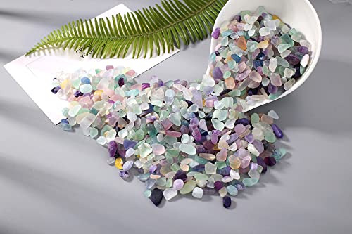 DUQGUHO Decorative Rocks Aquarium Gravel Natural Fluorite Crystals Chip Bulk Rocks Gravel for Plants Terrarium Supplies Little Fish Tank Gravel Pebbles Vase Filler 0.44 lbs