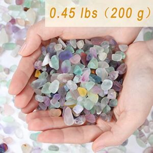 DUQGUHO Decorative Rocks Aquarium Gravel Natural Fluorite Crystals Chip Bulk Rocks Gravel for Plants Terrarium Supplies Little Fish Tank Gravel Pebbles Vase Filler 0.44 lbs