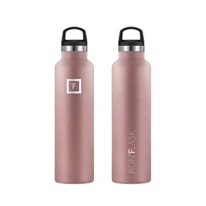 IRON °FLASK Sports Water Bottle - 24 Oz, 3 Lids (Spout Lid), Leak Proof, Vacuum Insulated Stainless Steel, Hot Cold, Double Walled, Thermo Mug, Standard Metal Canteen - Rose Gold