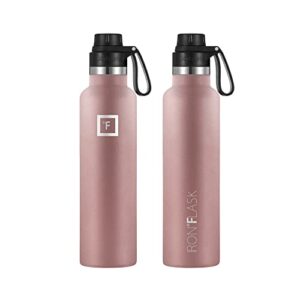 IRON °FLASK Sports Water Bottle - 24 Oz, 3 Lids (Spout Lid), Leak Proof, Vacuum Insulated Stainless Steel, Hot Cold, Double Walled, Thermo Mug, Standard Metal Canteen - Rose Gold