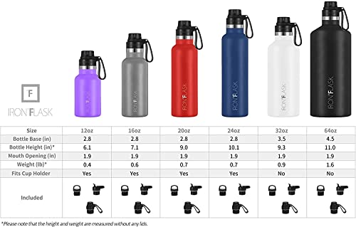 IRON °FLASK Sports Water Bottle - 24 Oz, 3 Lids (Spout Lid), Leak Proof, Vacuum Insulated Stainless Steel, Hot Cold, Double Walled, Thermo Mug, Standard Metal Canteen - Rose Gold