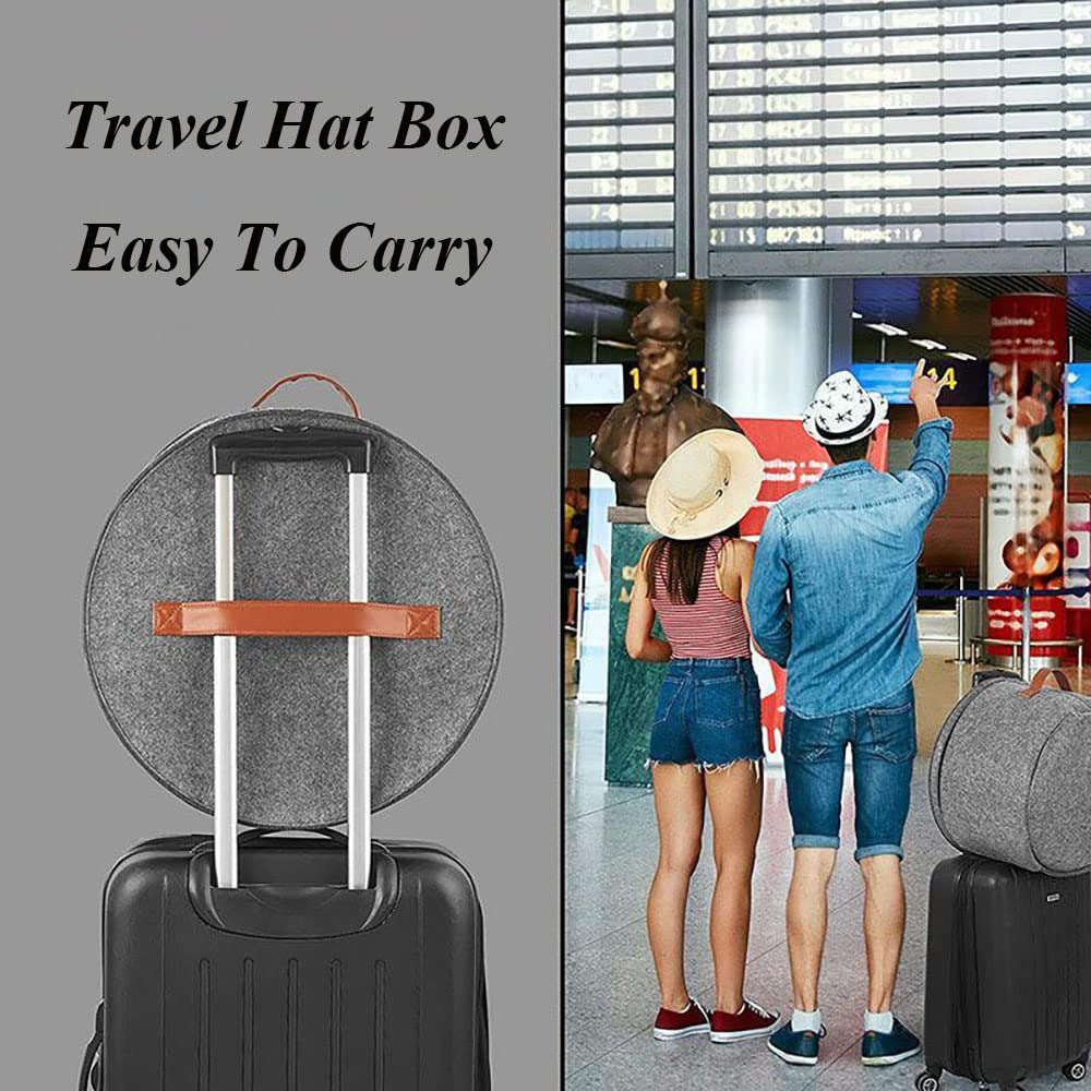 Memfish Hat Box-Hat Boxes for Women Storage Travel Hat Box Large Round Hat Carrier Case Organizer Wide-Brim Cowboy Men Cowboys Caps Clothes Closet Storage Foldable Hat Box with Lids(Grey)