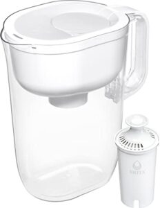 brita large 10 cup water pitcher with 1 standard filter, made without bpa, huron, (packaging may vary), small, bright white