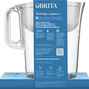 Brita Large 10 Cup Water Pitcher with 1 Standard Filter, Made Without BPA, Huron, (Packaging May Vary), Small, Bright White