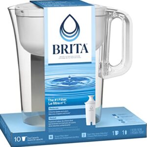 Brita Large 10 Cup Water Pitcher with 1 Standard Filter, Made Without BPA, Huron, (Packaging May Vary), Small, Bright White