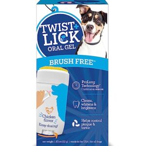 twist + lick oral gel for dogs | continuously cleans teeth and freshens breath for 24 hours | dog toothpaste |tasty chicken flavor |dental care for dogs | ditch the toothbrush