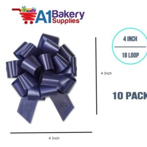 Navy Blue 4 Inch Pull Bows 10 Pack Gift Wrap Christmas Wedding Gift Wrap Pull Bows Pull String Bows by A1 Bakery Supplies