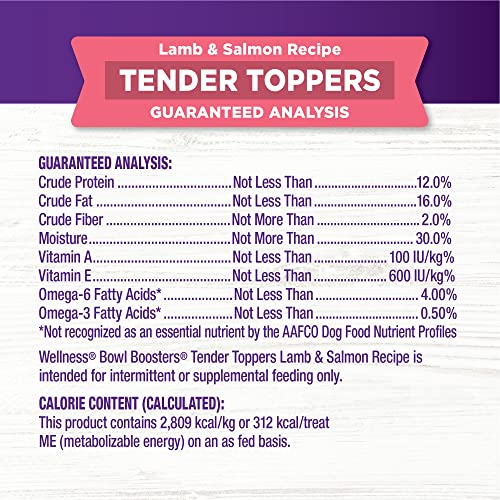 Wellness Tender Toppers (Previously CORE Bowl Boosters), Grain-Free Natural Dog Food Toppers or Mixers, Made with Real Meat (Lamb & Salmon, 8 oz Bag)