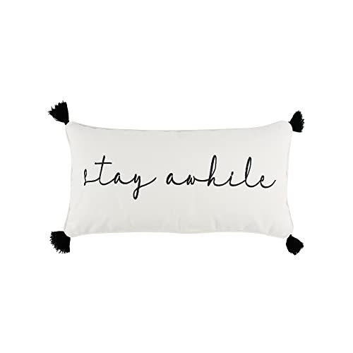 Levtex Home - Caden - Decorative Pillow (12 x 24in.) - Stay Awhile - Black and White