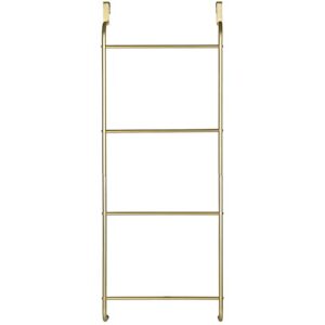 MyGift Over-The-Door Towel Rack with 4 Rungs, Brass-Tone Metal Ladder Bathroom Towel Hanging Storage Drying Rack