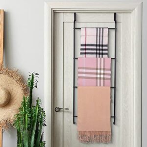 MyGift Over-The-Door Towel Rack, Matte Black Metal Ladder Bathroom Towel Hanging Storage Holder, 4-Rungs