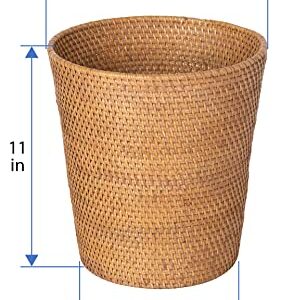 Kouboo Loma Round Rattan Paper Waste Basket (Honey-Brown)