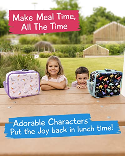 JOY2B Lunch Box Kids with Reusable Snackbag - Kids Lunch Box for Girls and Boys Lunch Bag Kids with Water Bottle Holder - Unicorn Party