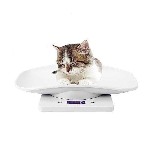 Ahdaskoo Digital Pet Scale,Max 33 lbs LCD Display Small Animal Scale,g / ml / lb /oz,Multifunction Non‑slip Kitchen Food Scale for Hamster Kitten Puppy Hamster Little Bird,White