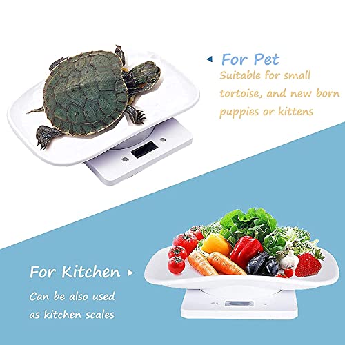 Ahdaskoo Digital Pet Scale,Max 33 lbs LCD Display Small Animal Scale,g / ml / lb /oz,Multifunction Non‑slip Kitchen Food Scale for Hamster Kitten Puppy Hamster Little Bird,White