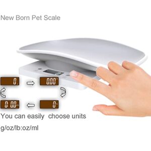 Ahdaskoo Digital Pet Scale,Max 33 lbs LCD Display Small Animal Scale,g / ml / lb /oz,Multifunction Non‑slip Kitchen Food Scale for Hamster Kitten Puppy Hamster Little Bird,White