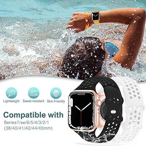 Aopigavi 6 Pack Breathable Sport Bands Compatible with Apple Watch Band 38mm 40mm 41mm 42mm 44mm 45mm 49mm for Women Men, Soft Silicone Strap Wristband for iWatch SE Series Ultra/8/7/6/5/4/3/2/1 Band